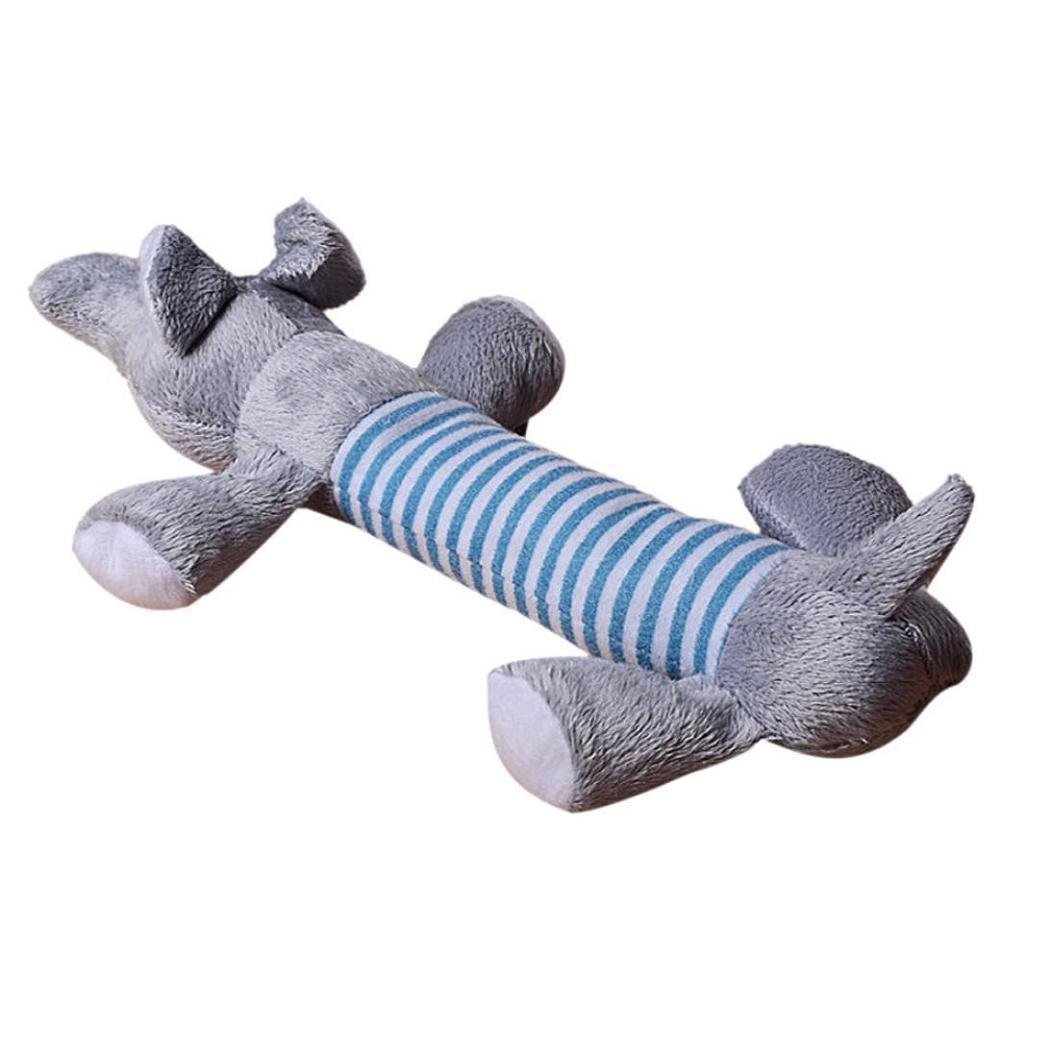 Smosee Pet Puppy Dog Chew Squeaker Squeaky Plush Sound Pig Elephant Duck Ball Toy (Blue)