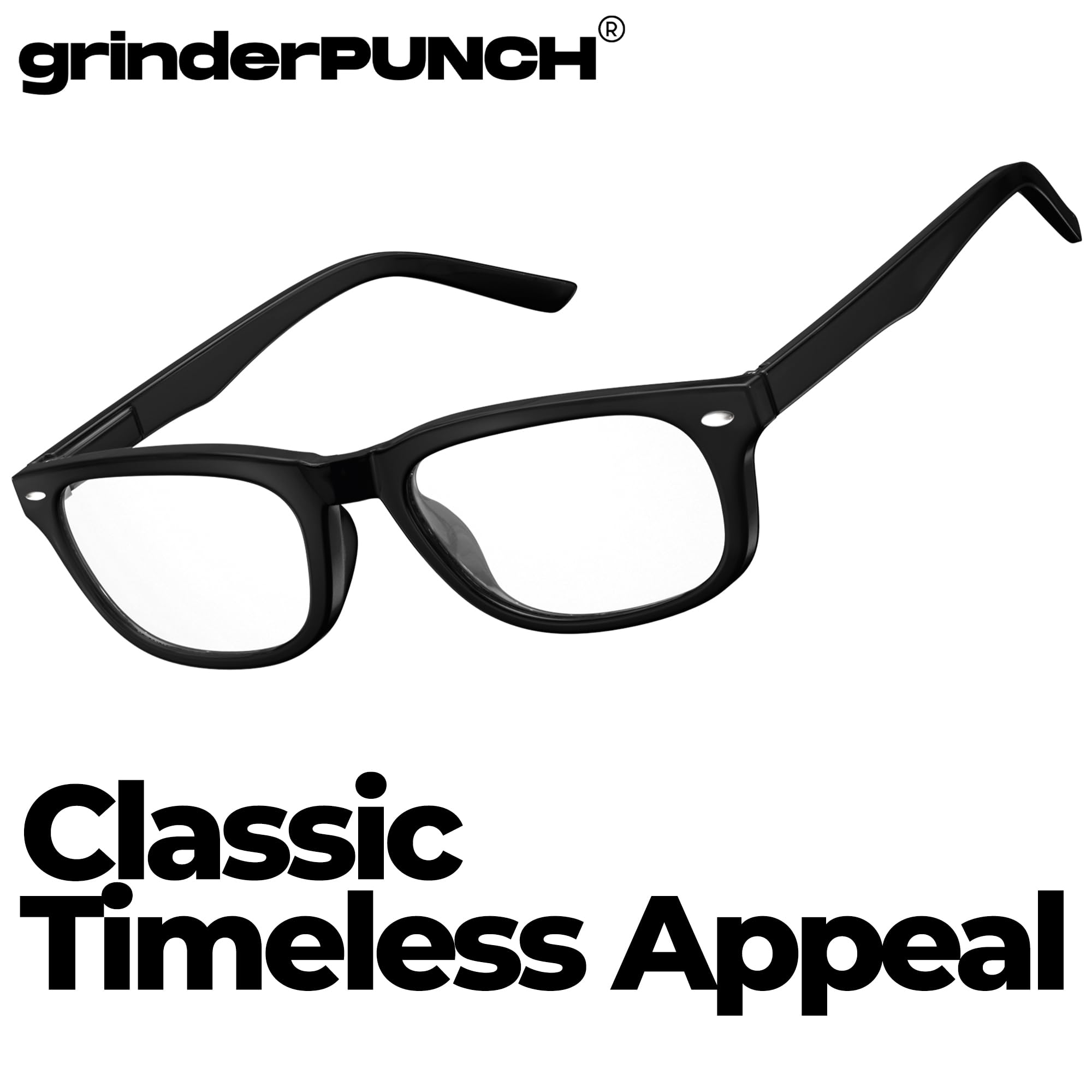 grinderPUNCH High Magnification Power Readers Slim Reading Glasses 4.00-6.00 Black/4.50