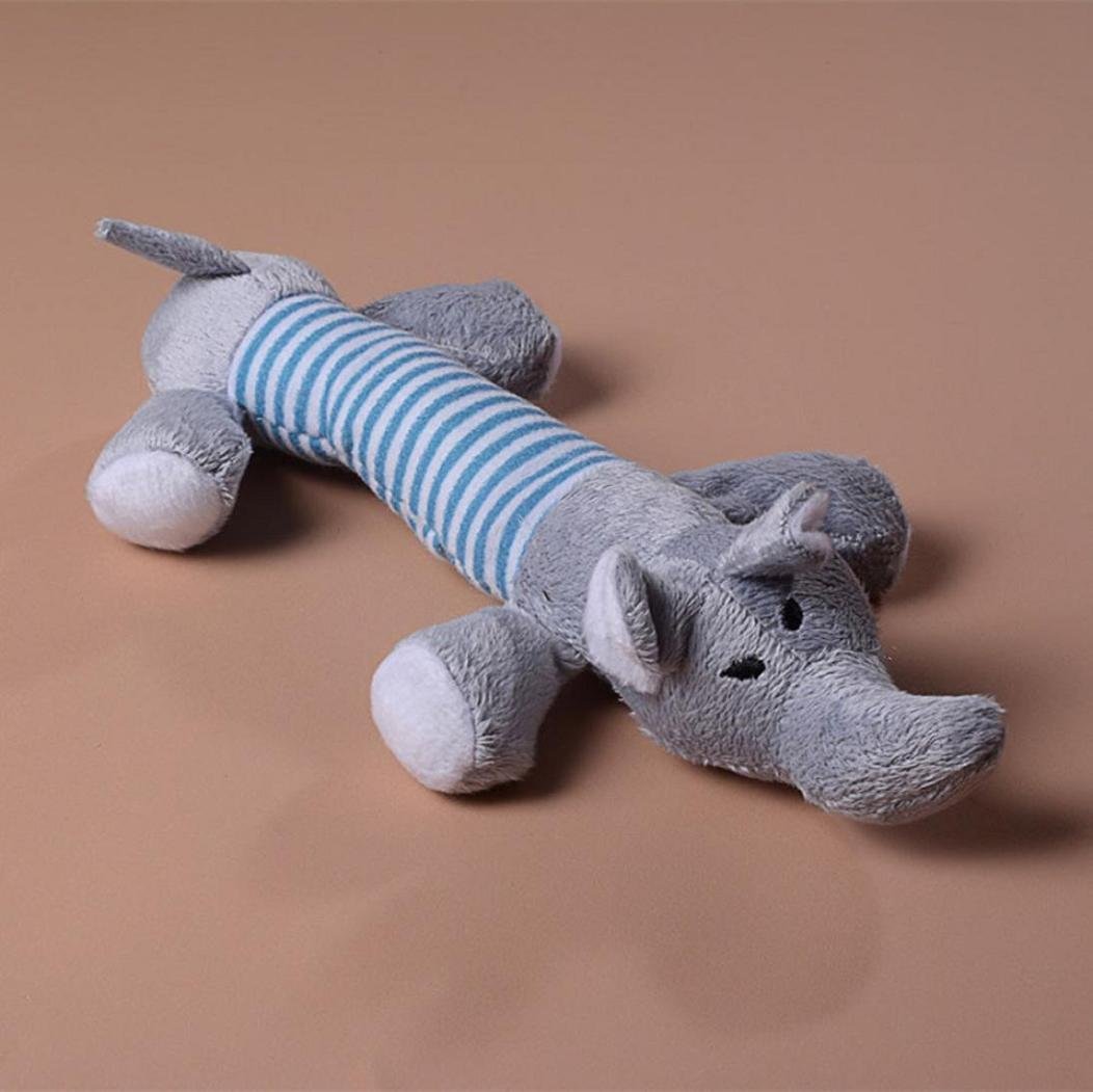 Smosee Pet Puppy Dog Chew Squeaker Squeaky Plush Sound Pig Elephant Duck Ball Toy (Blue)