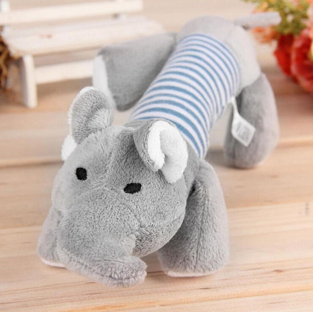 Smosee Pet Puppy Dog Chew Squeaker Squeaky Plush Sound Pig Elephant Duck Ball Toy (Blue)