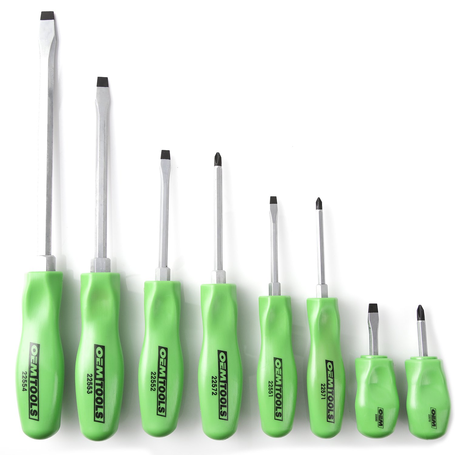 OEMTOOLS 23999 Mechanic's Screwdriver Set, 8 Piece | 8 Commonly Used Slotted Flathead & Phillips Screwdrivers | Auto Mechanic & Technician, & Homeowner Tools | Alloy Steel