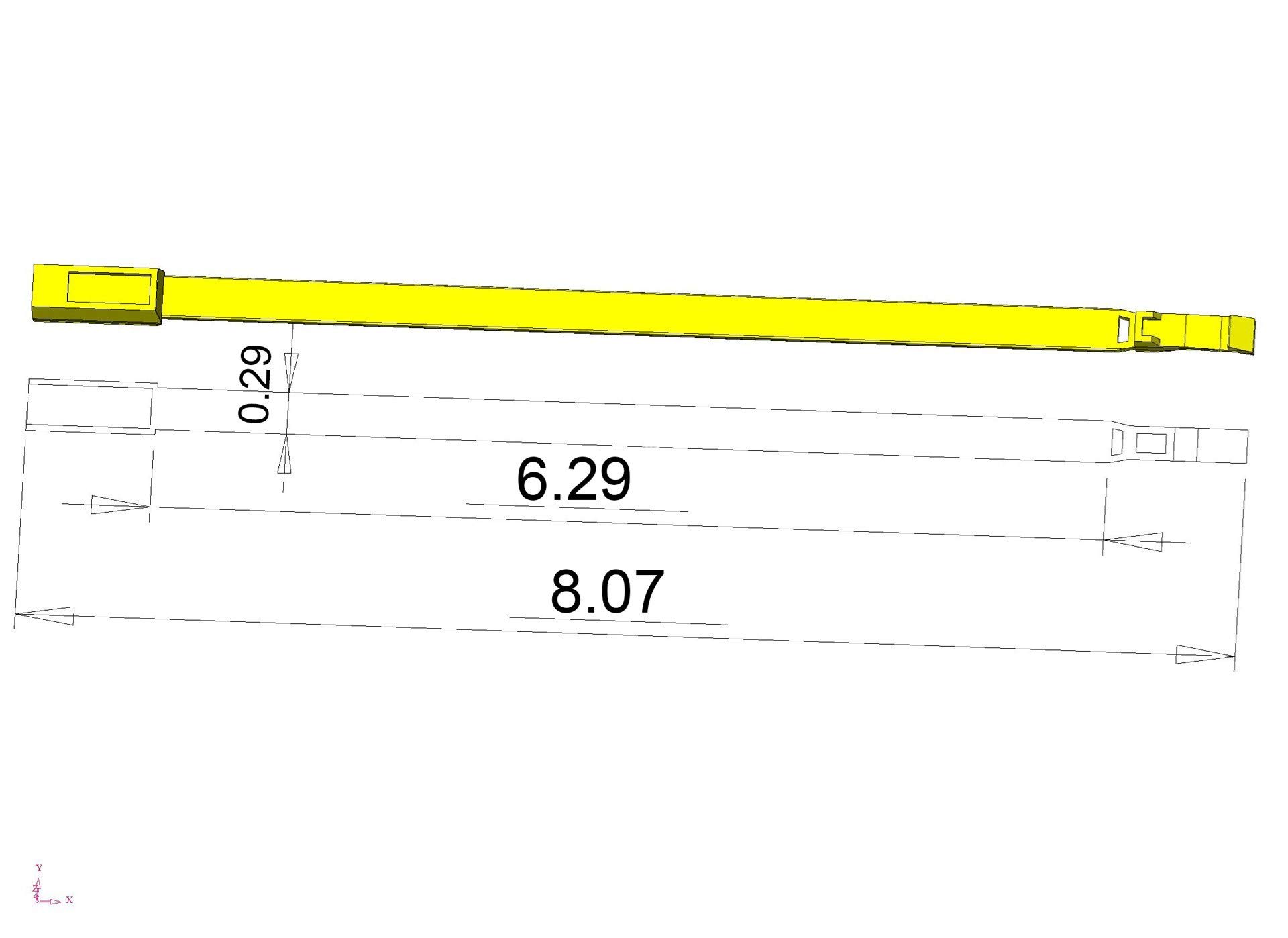 8 Inch Fixed Length Yellow Plastic Seal - 100 Pack