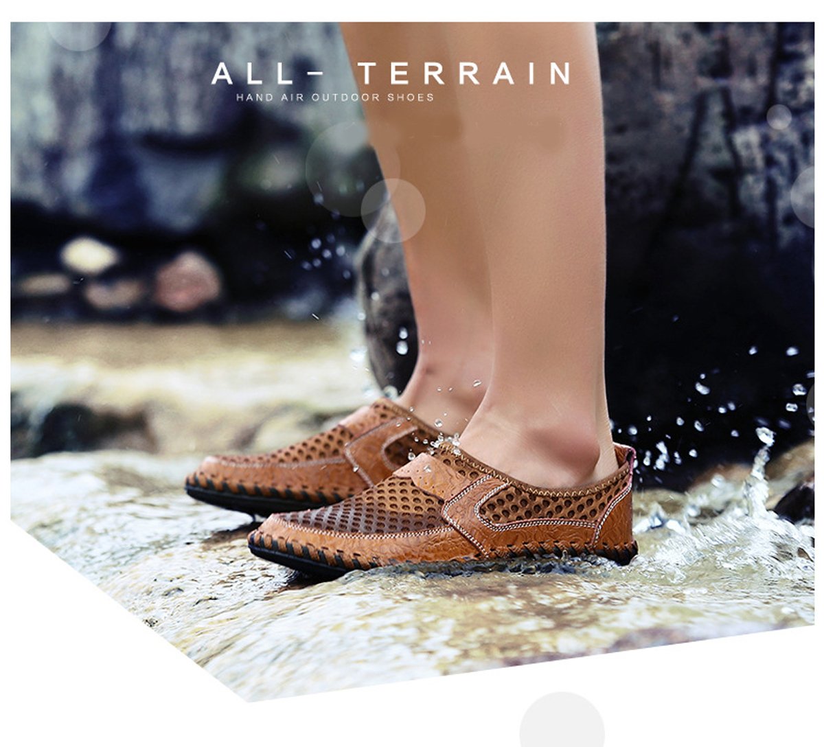 TASOGEN Summer Men's Mesh Breathable Walking Loafers,Outdoor Lightweight Slip-on, Mesh Casual Shoes,Stitching Honeycomb Hiking Shoes Durable Soft Leather-Brown 41