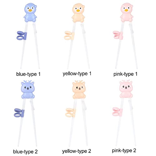 Learning Chopsticks Cartoon Training Tableware Kids Baby Eating Helper(type 1,yellow)