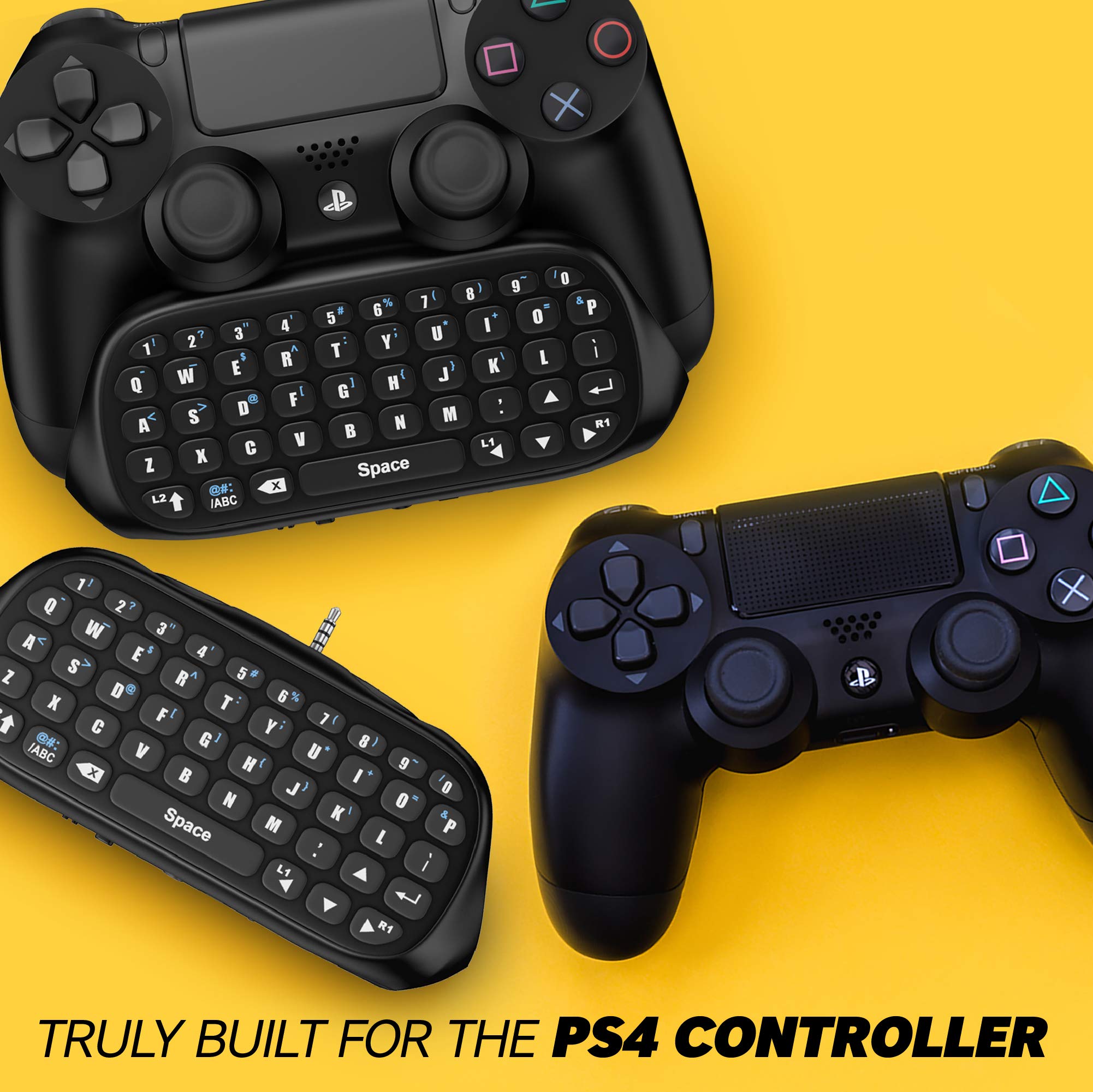 Gamers Digital ChatPad Keyboard for Sony PS4 Controllers Black – LED Backlit & Wireless with 2.4gHz USB Receiver