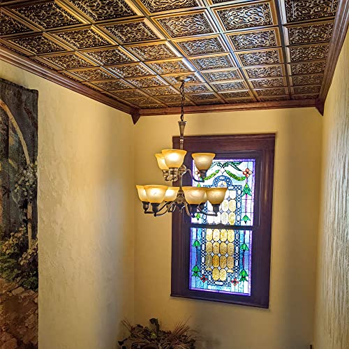 Lover's Knot-Faux Tin Ceiling Tile - Antique Gold 25-Pack