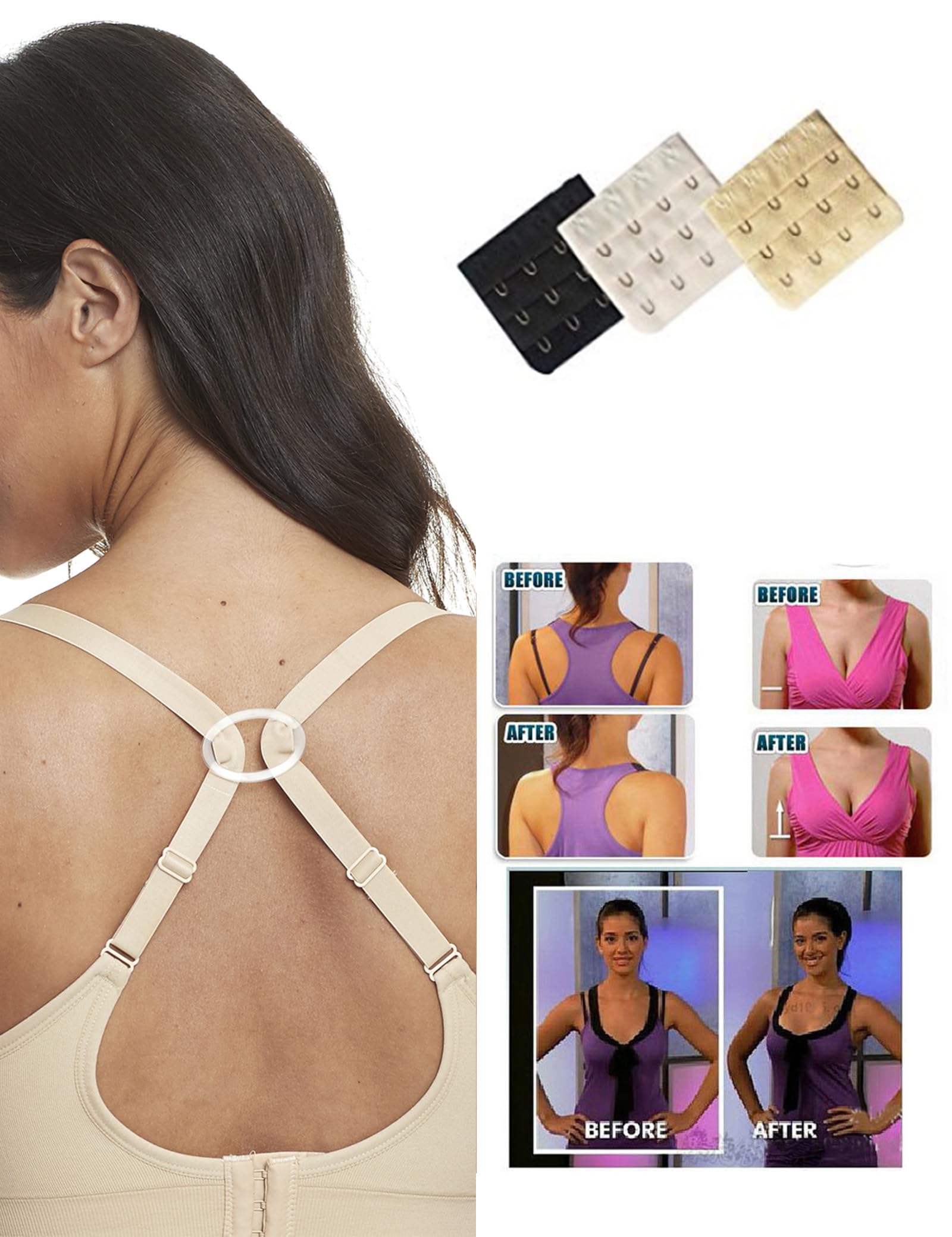 HOFISH Women's Full Cup Lightly Padded Wirefree Maternity Breastfeeding Nursing Bra, 3PCS/Pack(Pink-Black-Beige), L