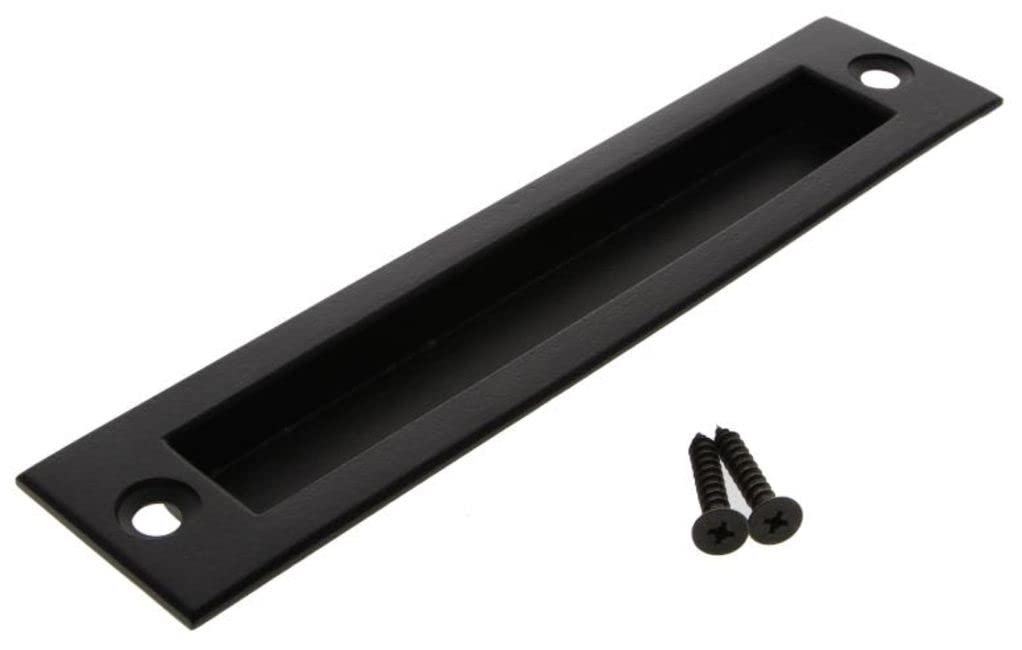 Ageless Iron Barn Door Flush Pull 2" x 8" x 1/2" in Black Iron