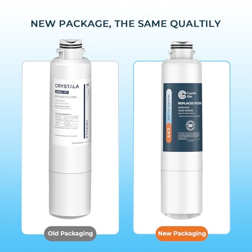 Crystala Filters Compatible with Samsung DA29-00020B Refrigerator Water Filter, DA29-00020A/B, DA29-00020B-1, HAF-CIN/EXP, 46-9101, RF4267HARS, RF25HMEDBSR, RF28HMEDBSR, RS25J500DSR, 3 Pack