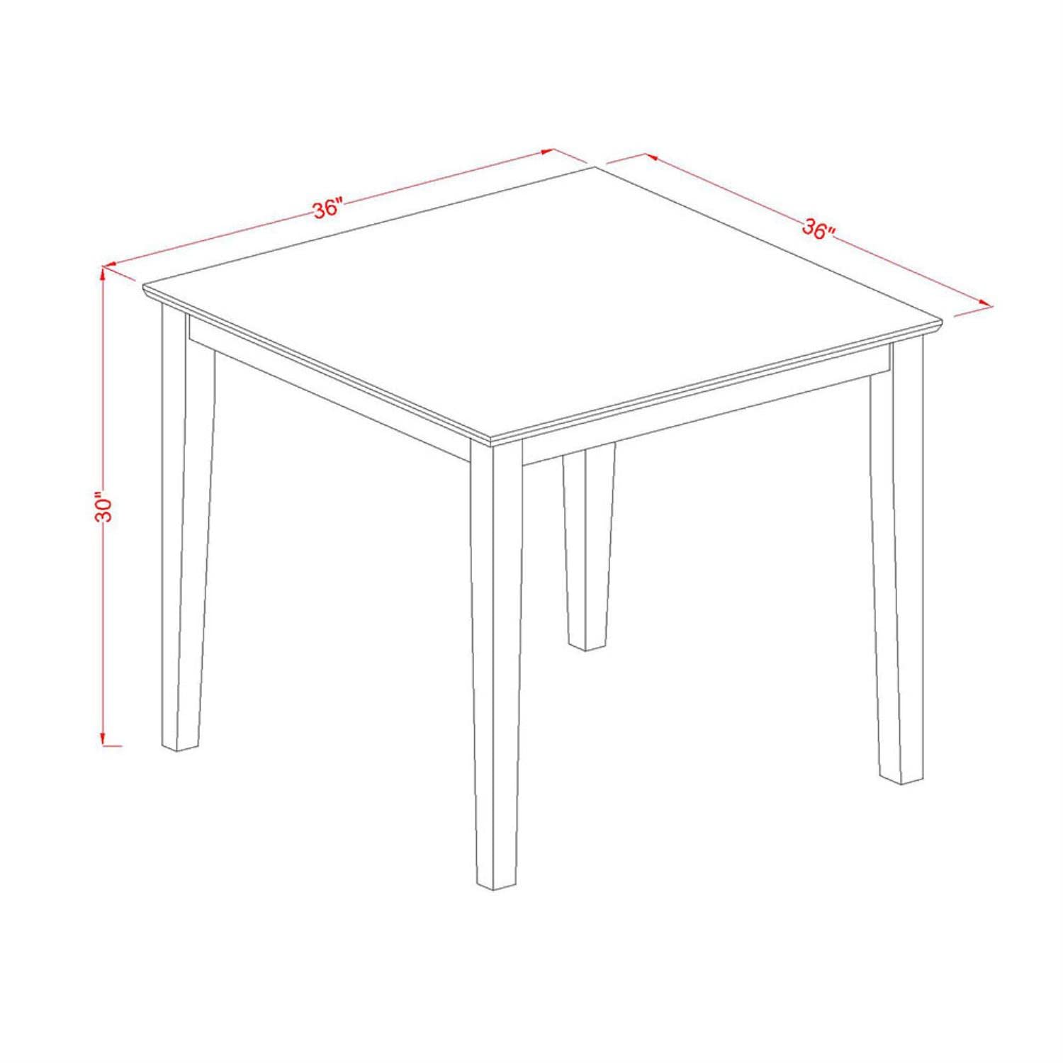 East West Furniture OXML3-MAH-LC 3 Piece Dining Room Table Set Contains a Square Kitchen Table and 2 Faux Leather Upholstered Dining Chairs, 36x36 Inch, Mahogany