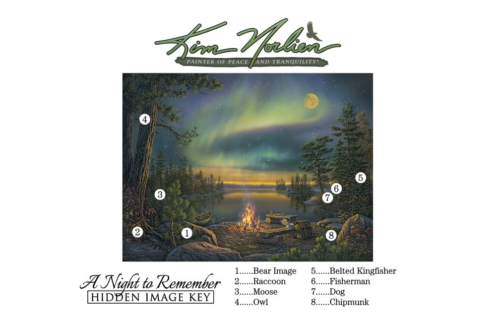 Home Cabin Décor A Night to Remember by Kim Norlien 24x30 Aurora Borealis Northern Lights Campfire Canoe Lake Moon Framed Print Picture