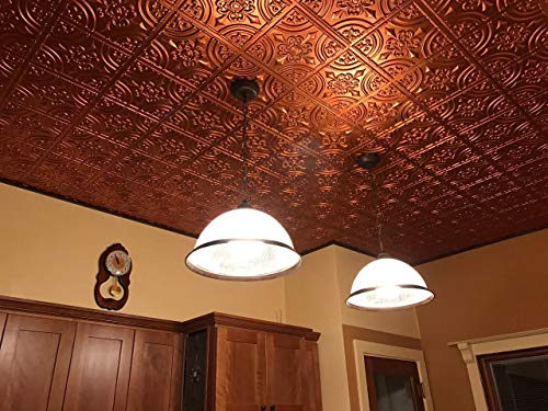 Wrought Iron-Faux Tin Ceiling Tile -Copper 25-Pack
