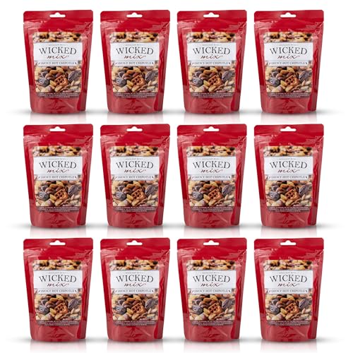 Wicked Mix Snack Mix with Mixed Nuts - Sweet and Salty Snacks Trail Mix Snack Packs with Almonds, Cashews, Pretzels, Pecans - Healthy Snacks Zero Trans Fat in Resealable Bag (Smoky Hot Chipotle, Case of 12)