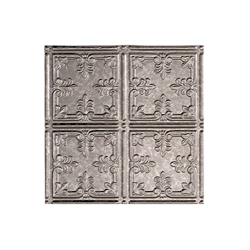 FASÄDE Traditional Style/Pattern 10 Decorative Vinyl Glue Up Ceiling Panel in Galvanized Steel (12X12 Inch Sample)