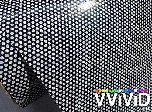 VViViD® One-Way Perforated Black Vinyl Privacy Window Film Adhesive Glass Wrap Roll (1ft x 48 inches)
