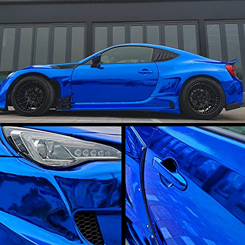 TECKWRAP 11.5" x 60" Blue Chrome Mirror Vinyl Wrap Film Vinyl Roll