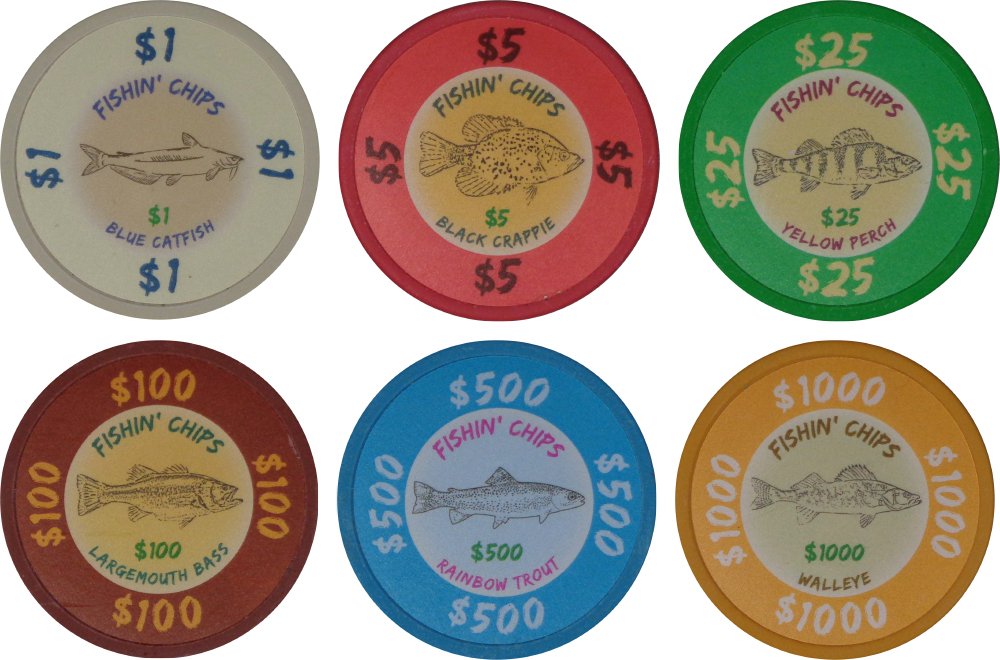 Fishin' Chips - Freshwater - Premium Quality Poker Chips and Playing Card Set