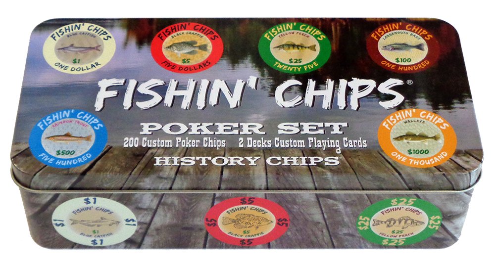 Fishin' Chips - Freshwater - Premium Quality Poker Chips and Playing Card Set