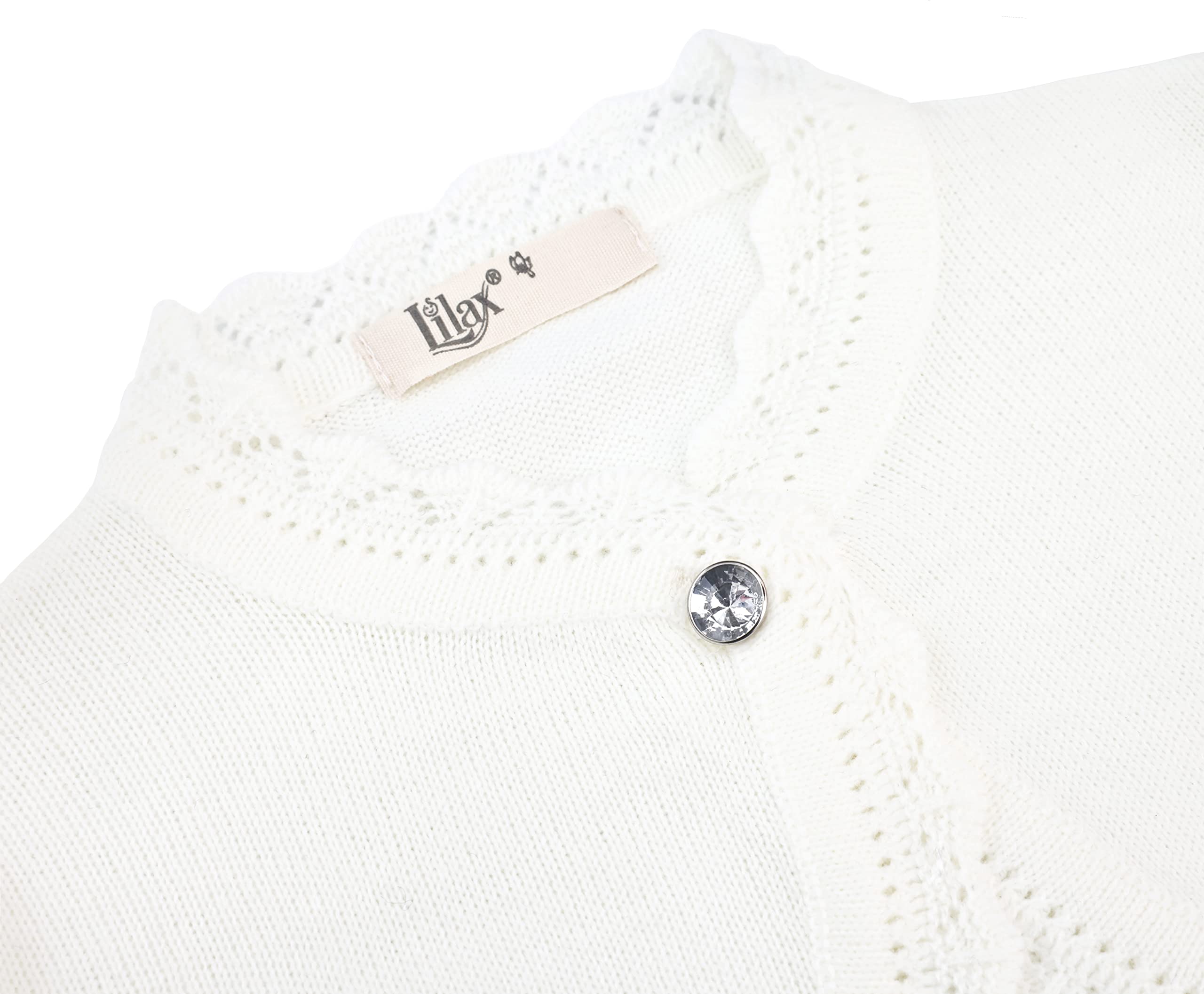 Lilax Little Girls' Knit Long Sleeve Button Closure Bolero Cardigan Shrug 3T Cream