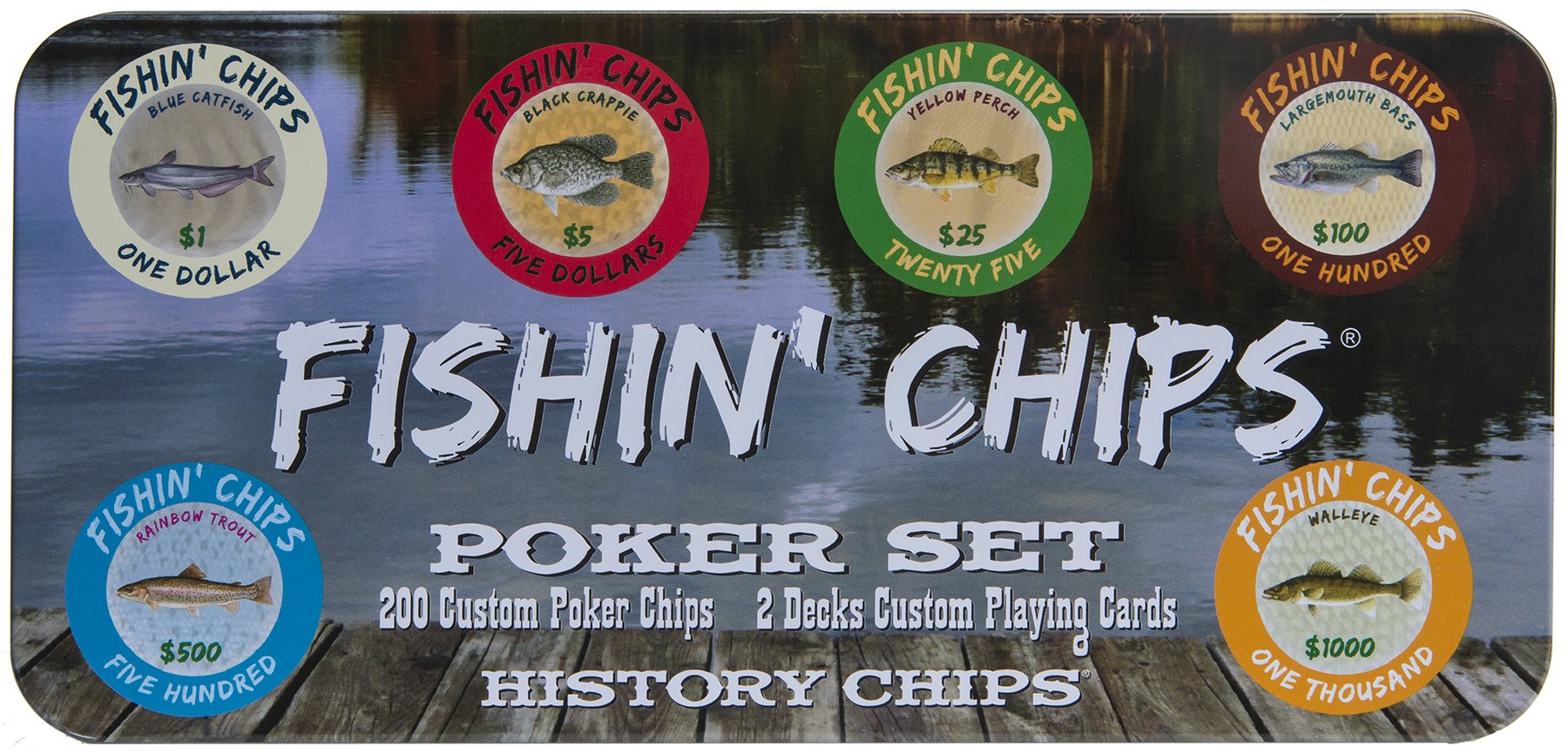 Fishin' Chips - Freshwater - Premium Quality Poker Chips and Playing Card Set