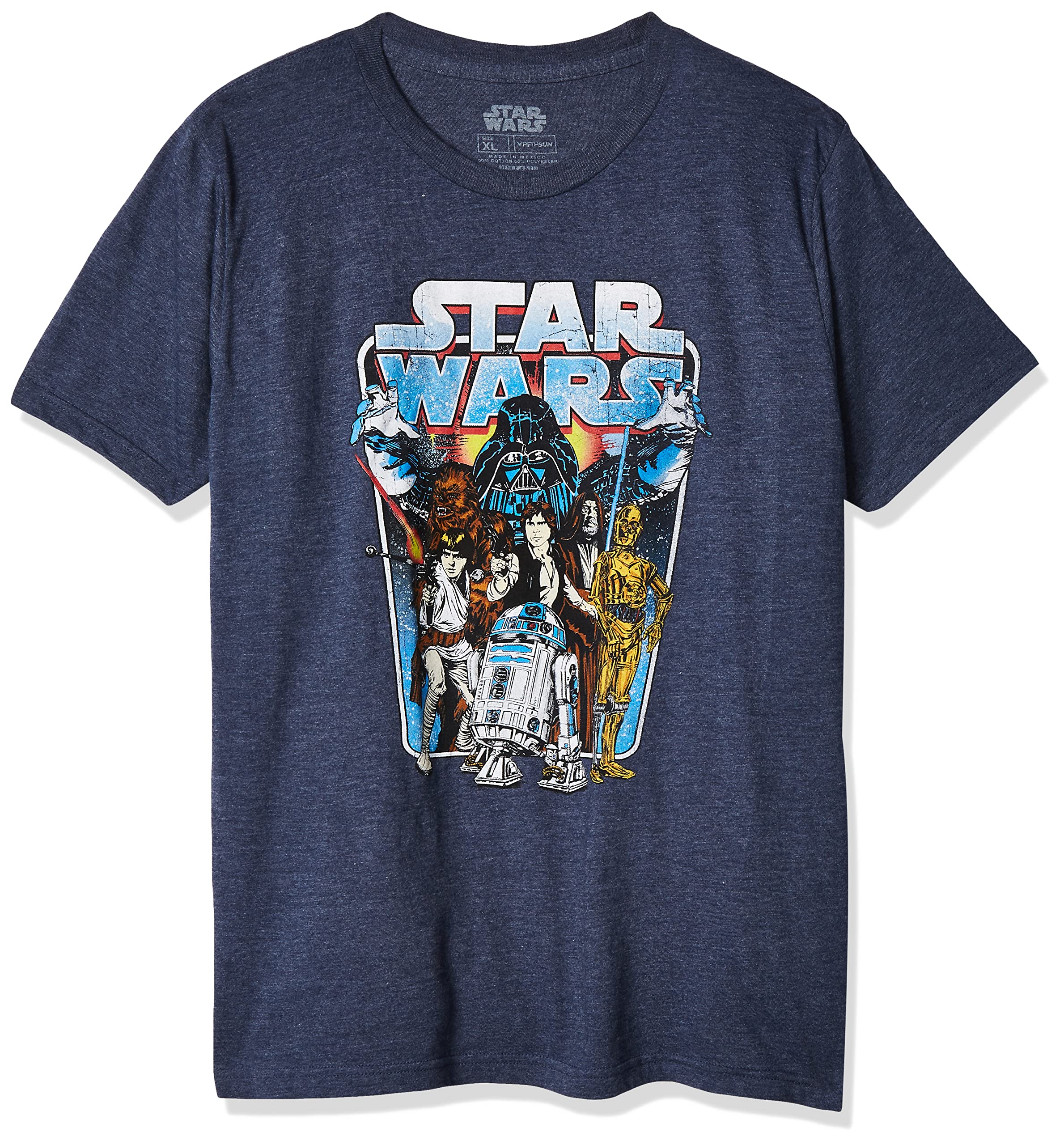 STAR WARS boys Classic Battle Logo Graphic Tee T Shirt, Navy Heather, X-Large US