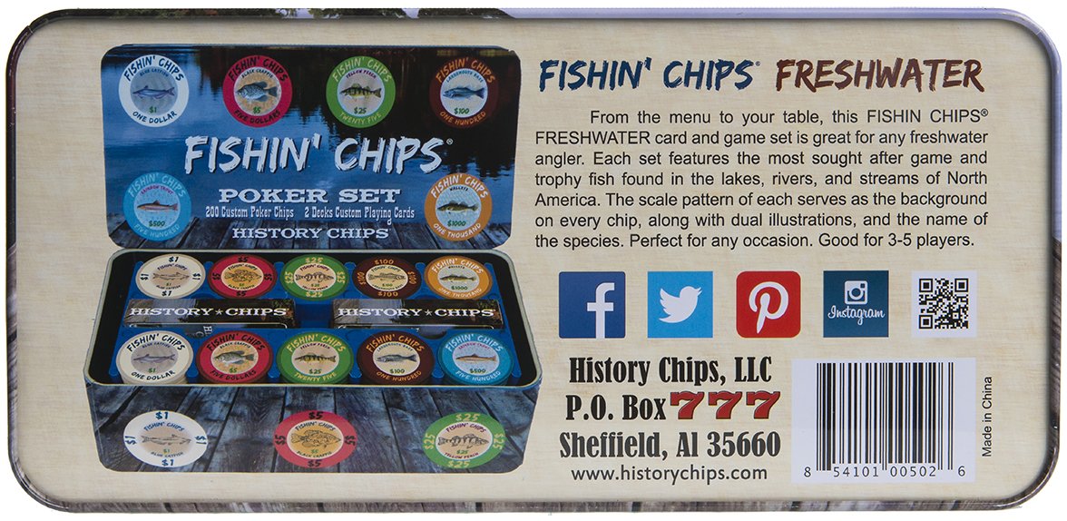 Fishin' Chips - Freshwater - Premium Quality Poker Chips and Playing Card Set