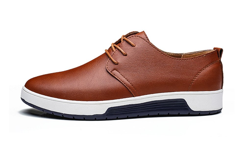 ZZHAP Men's Casual Oxford Shoes Breathable Flat Fashion Sneakers 02Brown US 9.5