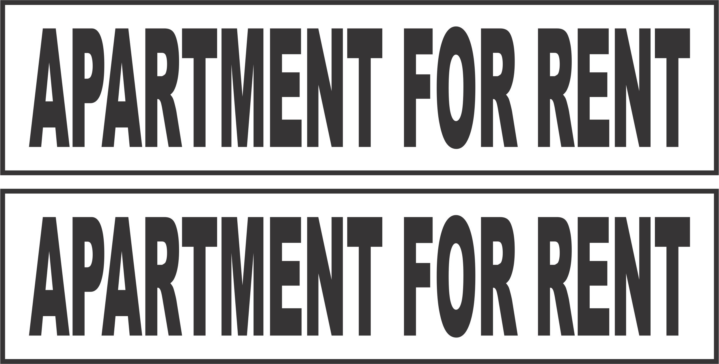 2-6x24 Apartment for Rent Real Estate Rider Sign Black