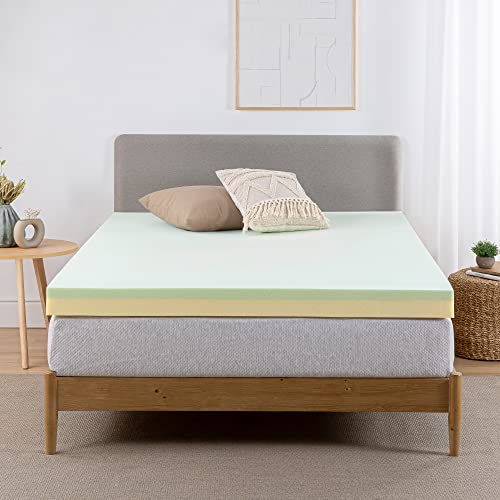 ZINUS 3 Inch Green Tea Memory Foam Mattress Topper, Pressure-Relieving Layers, CertiPUR-US Certified, Short Queen