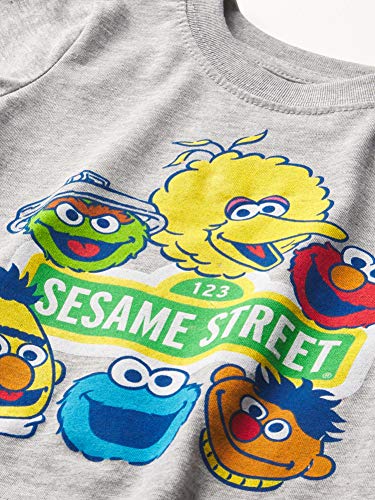 Sesame Street boys Elmo Cookie Monster Big Bird, Oscar the Grouch Short Sleeve Tee T Shirt, Heather Gray, 2 US