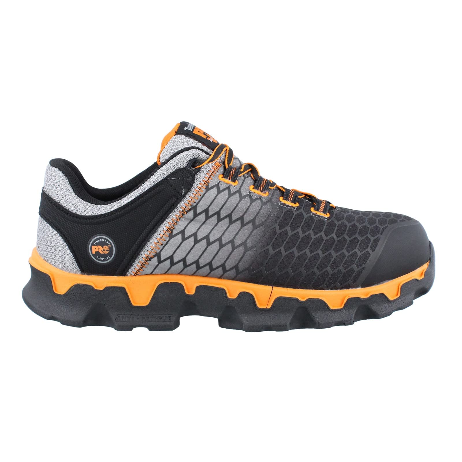 Timberland PRO Men's Powertrain Sport Alloy Safety Toe Static Dissipative Industrial Athletic Work Shoe Boot, Black/Grey/Orange, 13 Wide