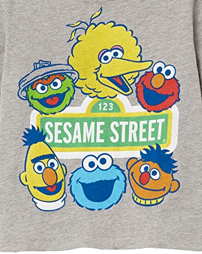 Sesame Street boys Elmo Cookie Monster Big Bird, Oscar the Grouch Short Sleeve Tee T Shirt, Heather Gray, 2 US