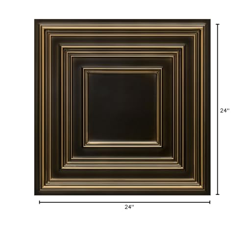 Schoolhouse-Faux Tin Ceiling Tile - Antique Brass 25-Pack