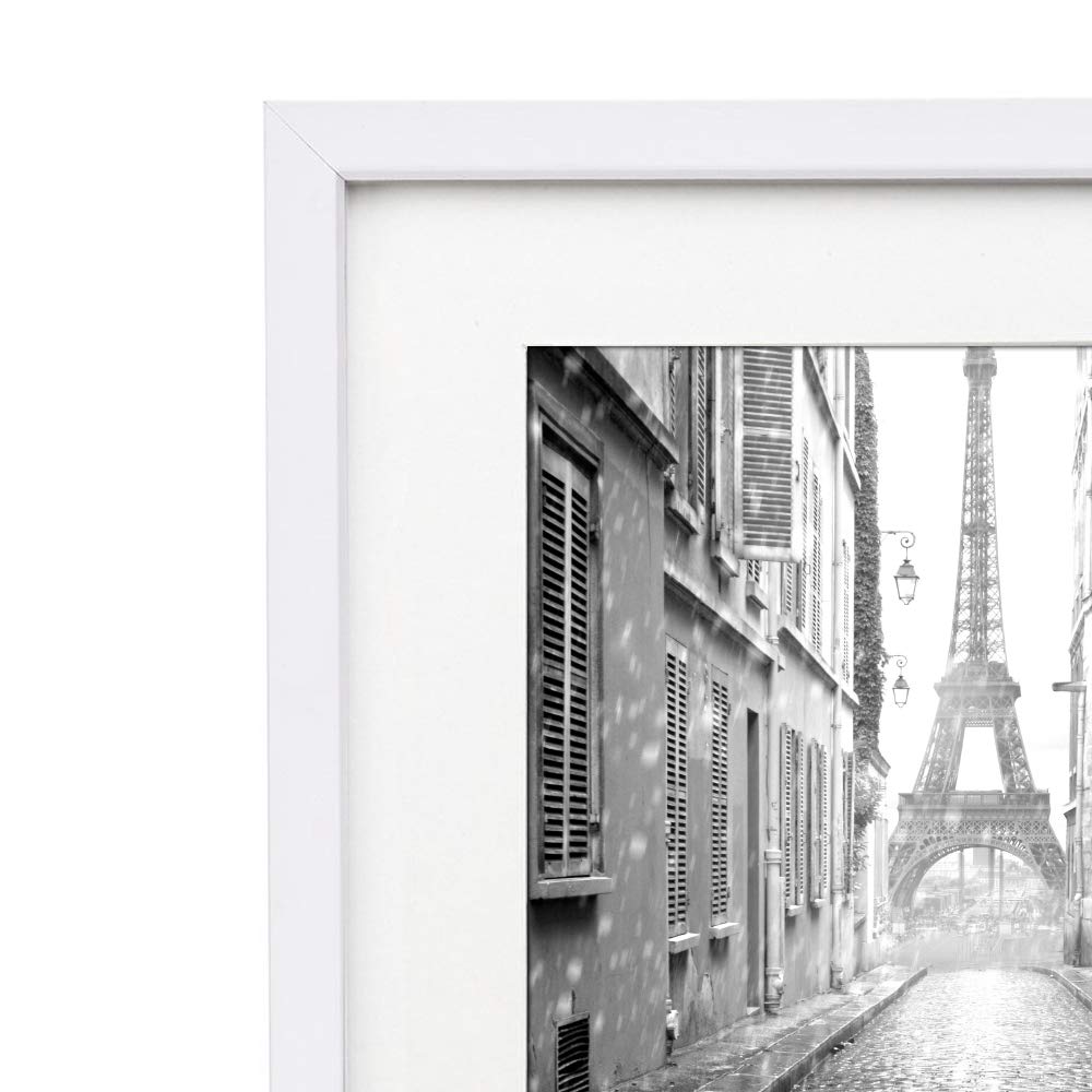 Americanflat 11x14 Picture Frame with Shatter-Resistant Glass - Use as 8x10 Frame with Mat or 11x14 Frame Without Mat - Signature Collection - Photo Frame for Wall Display - White