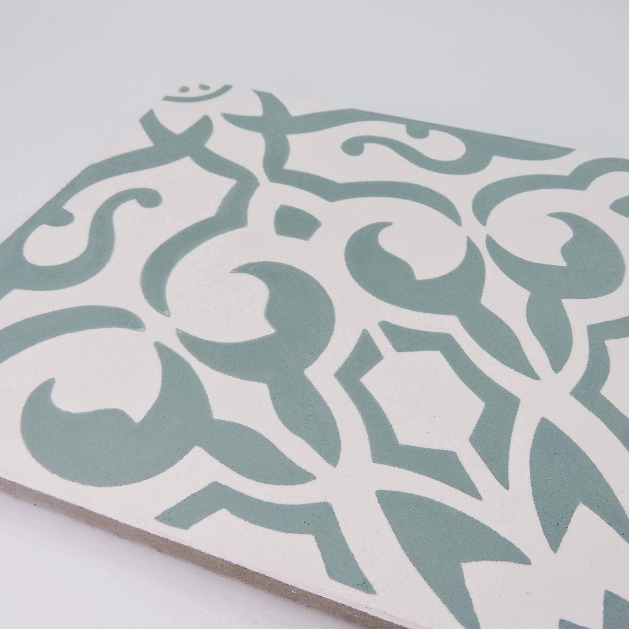 Moroccan Mosaic & Tile House CTP57-01 Atlas Handmade Cement Tile, 8''x 8", Light Green,White