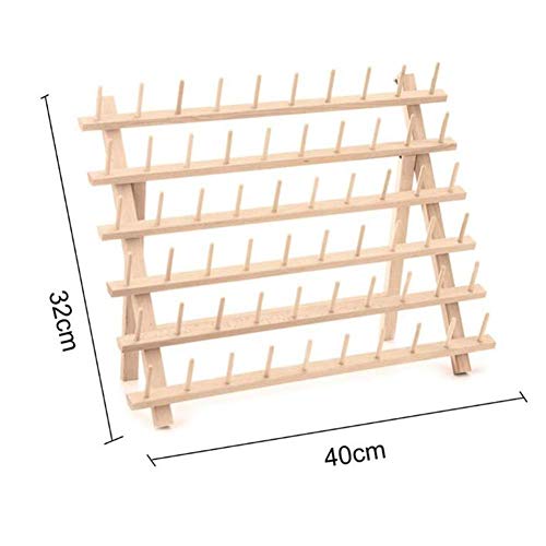 AUSUKY Multi-Function Foldable Wood Thread Stand Rack Holds Organizer Wall Mount 60 Spool Cone Embroidery Machine Sewing Storage Holder Sewing Quilting Bobbin Holder Craft Tools