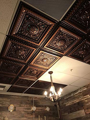La Scala-Faux Tin Ceiling Tile - Antique Copper 25-Pack