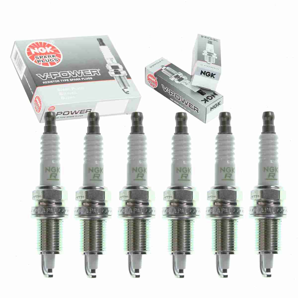 6 pc NGK V-Power Spark Plugs compatible with Jeep Cherokee 4.0L L6 1999-2001