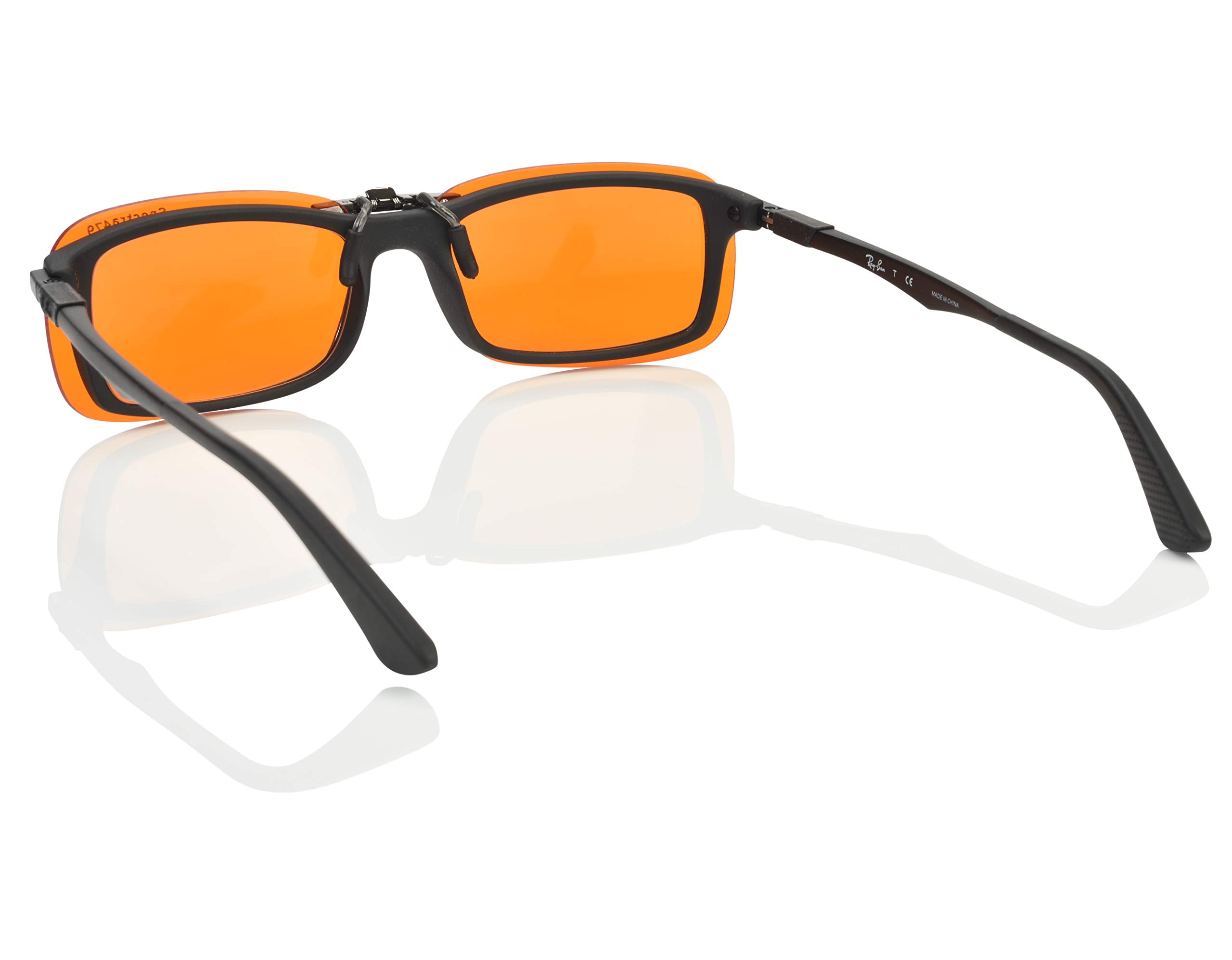 Blue Light Blocking Clip On Glasses - 99.9 Percent Effective Computer Glasses for Men & Women, Durable Lightweight, Reduce Eyestrain, Headaches and Improve Sleep (Nighttime Lens)