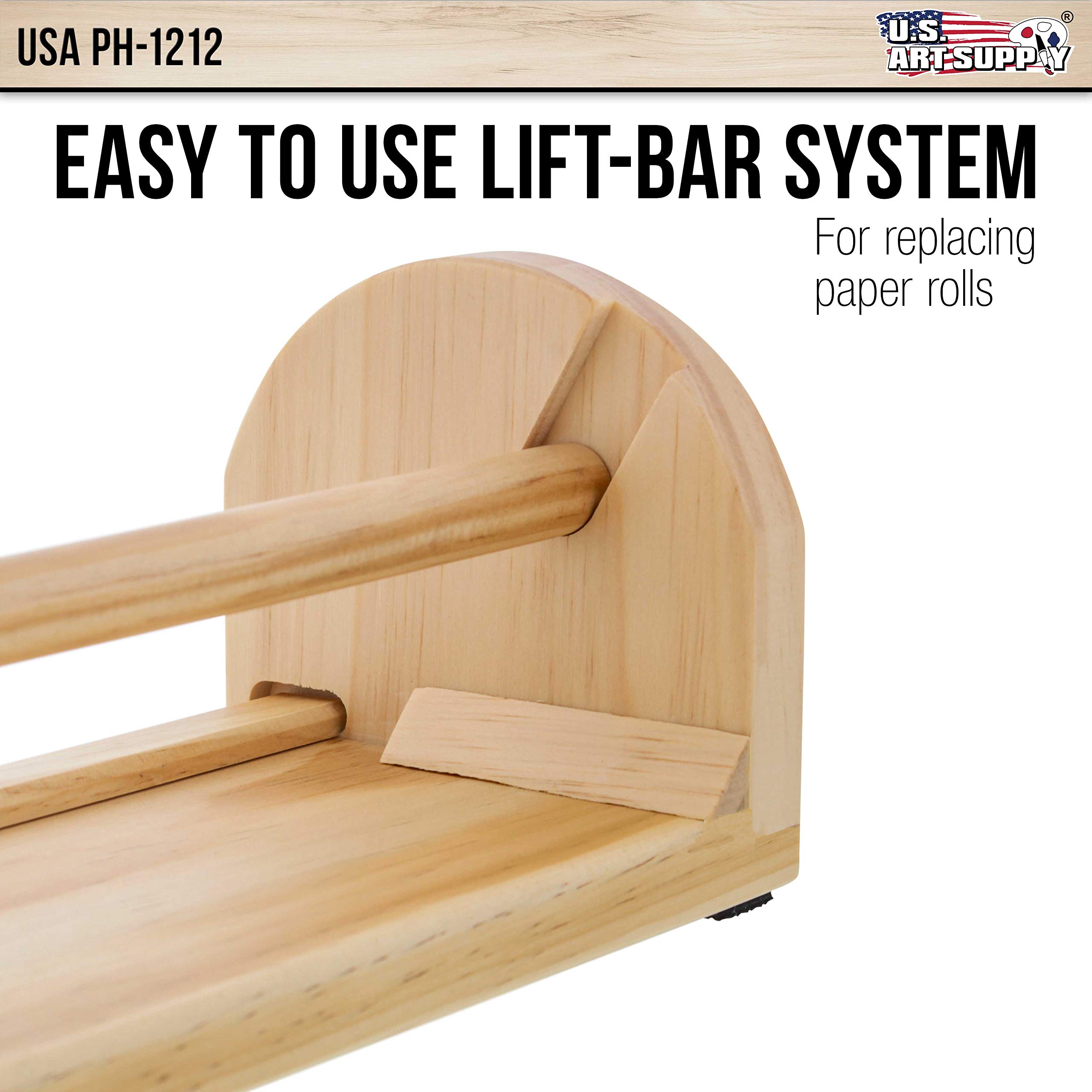 US Art Supply 12 inch Wooden Tabletop Easel Paper Roll Holder & Dispenser