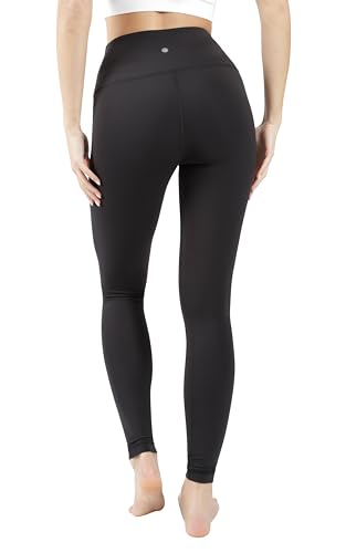 Yogalicious High Waist Ultra Soft Lightweight Leggings - High Rise Yoga Pants - Black Nude Tech 28" - Small