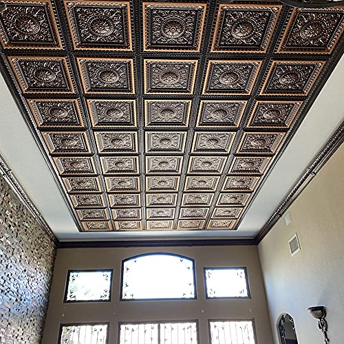 La Scala-Faux Tin Ceiling Tile - Antique Copper 25-Pack
