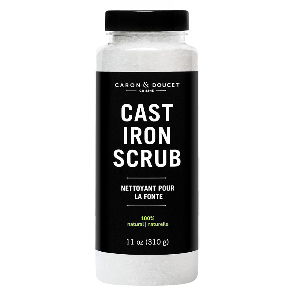 CARON & DOUCET - Cast Iron Cleaning & Restoring Scrub | 100% Natural | Best for Removing Rust Without Scratching & Care Before Cleaning, Washing & Seasoning (11 Ounce)