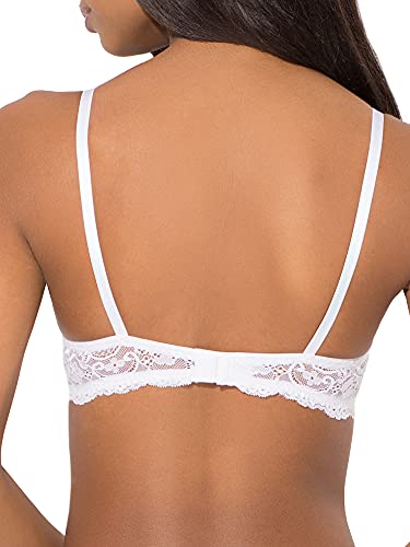 Smart & Sexy womens Maximum Cleavage Underwire Push Up Bra, White With Lace Wings, 36B US