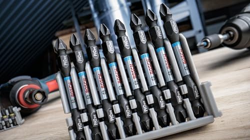 Bosch 2608522324 Screwdriver Bit Set, 8 Pieces, Hex Shaft 0.25 inches (6.35 mm), Groove Shank 0.4 inches (9 mm), PH2 x 25 mm)