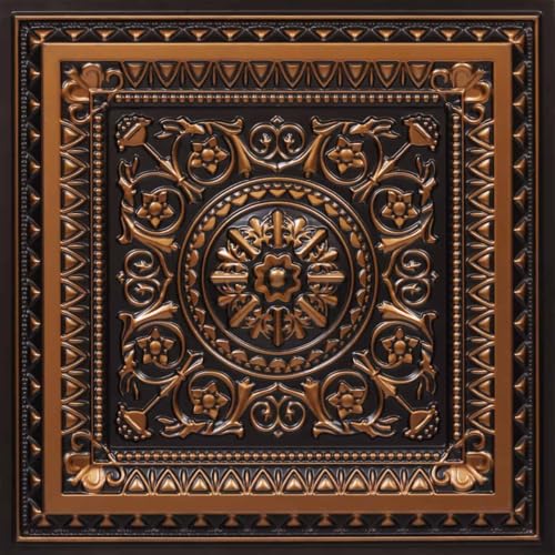La Scala-Faux Tin Ceiling Tile - Antique Copper 25-Pack