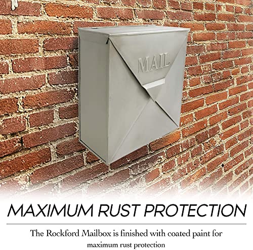 NACH Mailboxes for Outside Wall Mount, 10 x 10 x 4 inch Antique Silver Mail Boxes for House Outside, Waterproof Mailboxes for Outside - Chicago Style Mail Box