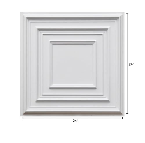 Scoolhouse-Faux Tin Ceiling Tile - White Matte 25-Pack