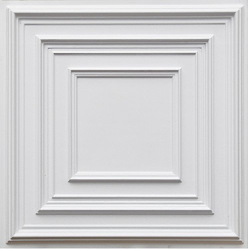 Scoolhouse-Faux Tin Ceiling Tile - White Matte 25-Pack