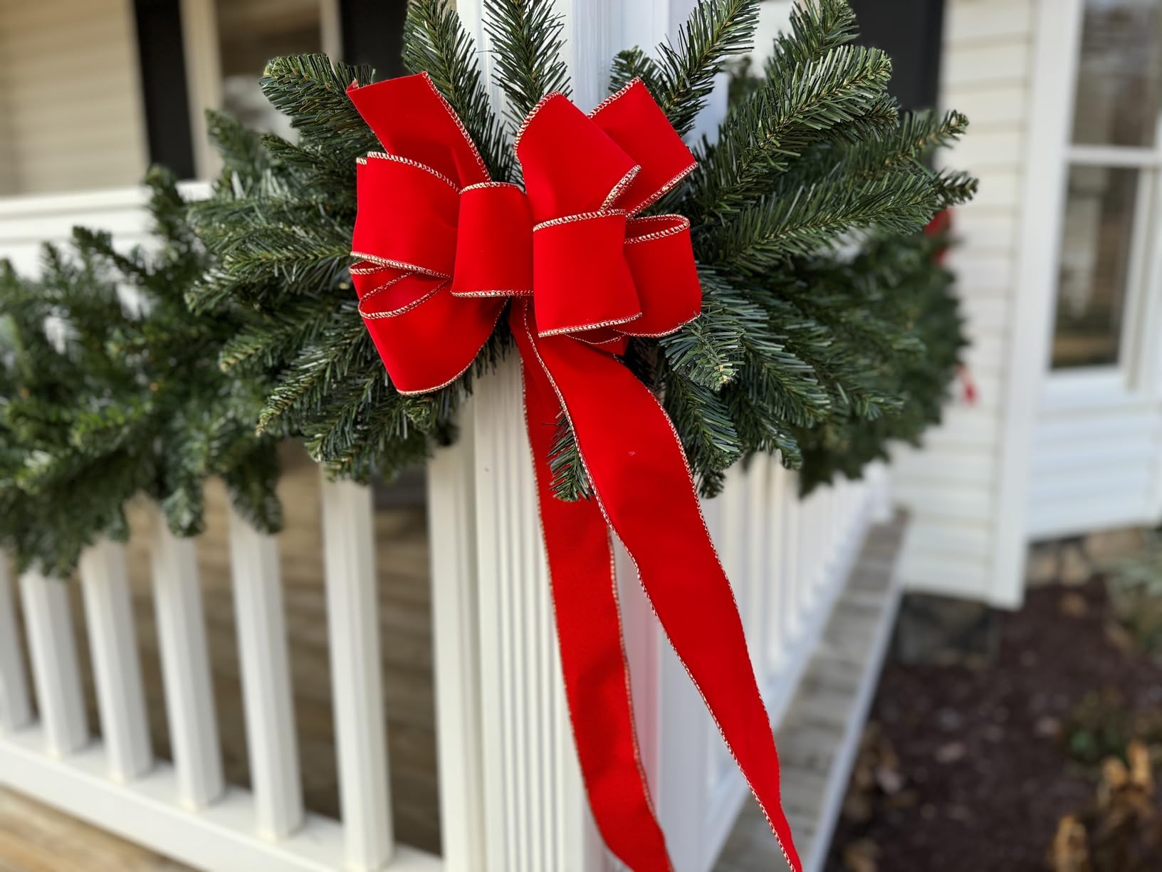 12-Pack Christmas Bows | Premium Handmade with 2.5" Red Velvet Gold Wired Edge Ribbon | Fluffy Not Flat | Indoor Outdoor Handmade Wreath Bows | The Handmade Bow